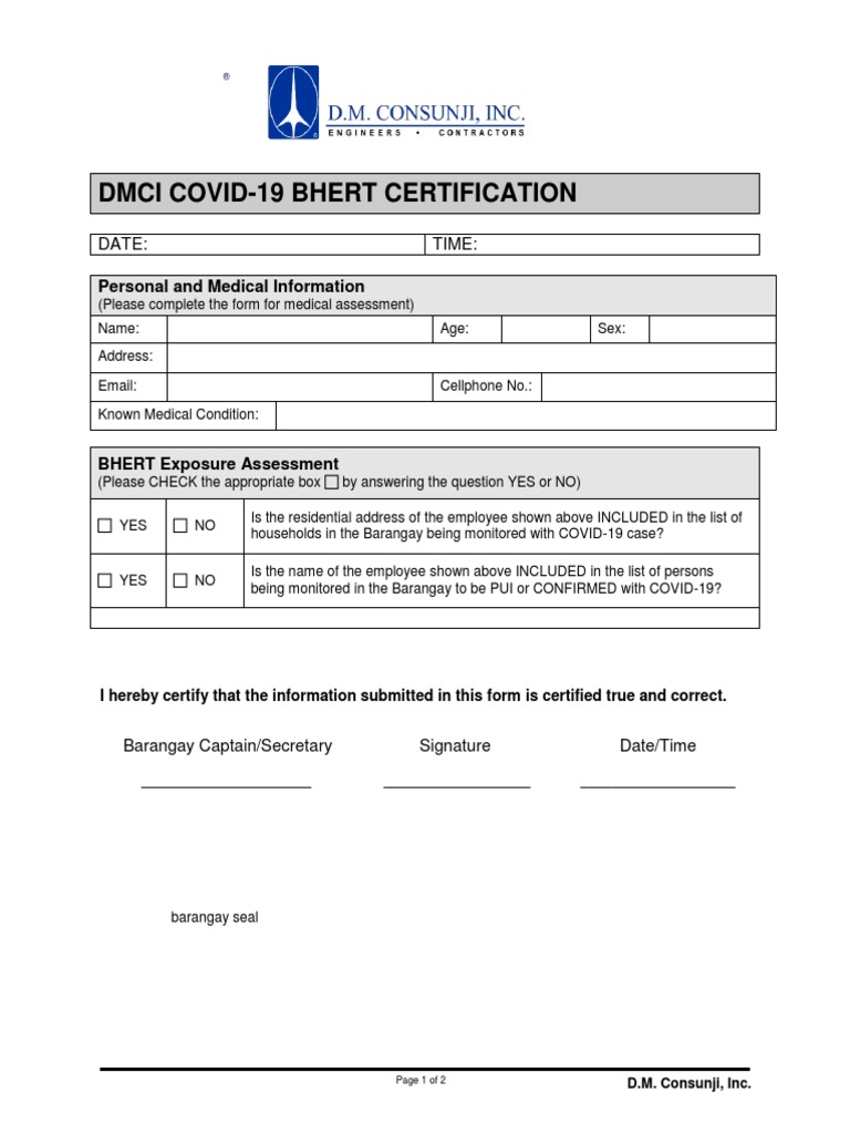 Dmci Bhert Certification | PDF | Politics