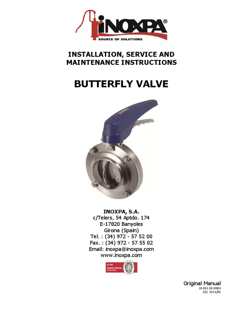 Inoxpa Butterfly Valve | PDF | Valve | Actuator