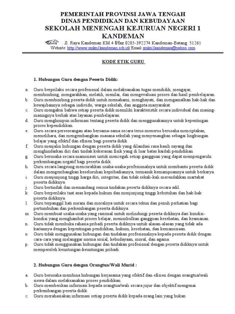 Kode Etika Guru Indonesia | PDF