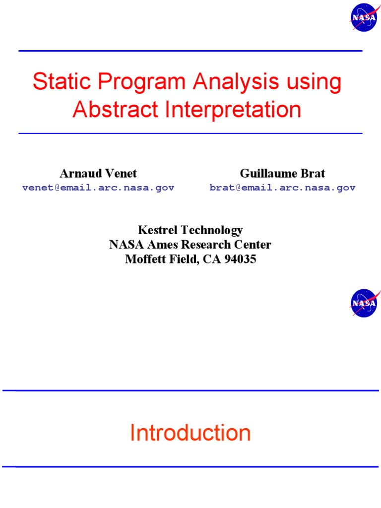 Static Program Analysis Using Abstract Interpretation: Guillaume Brat Arnaud Venet | PDF | Areas ...