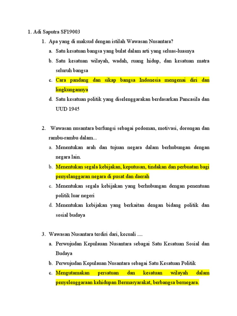 Kelas 2C Soal Pendidikan Kewarganegaraan UAS | PDF
