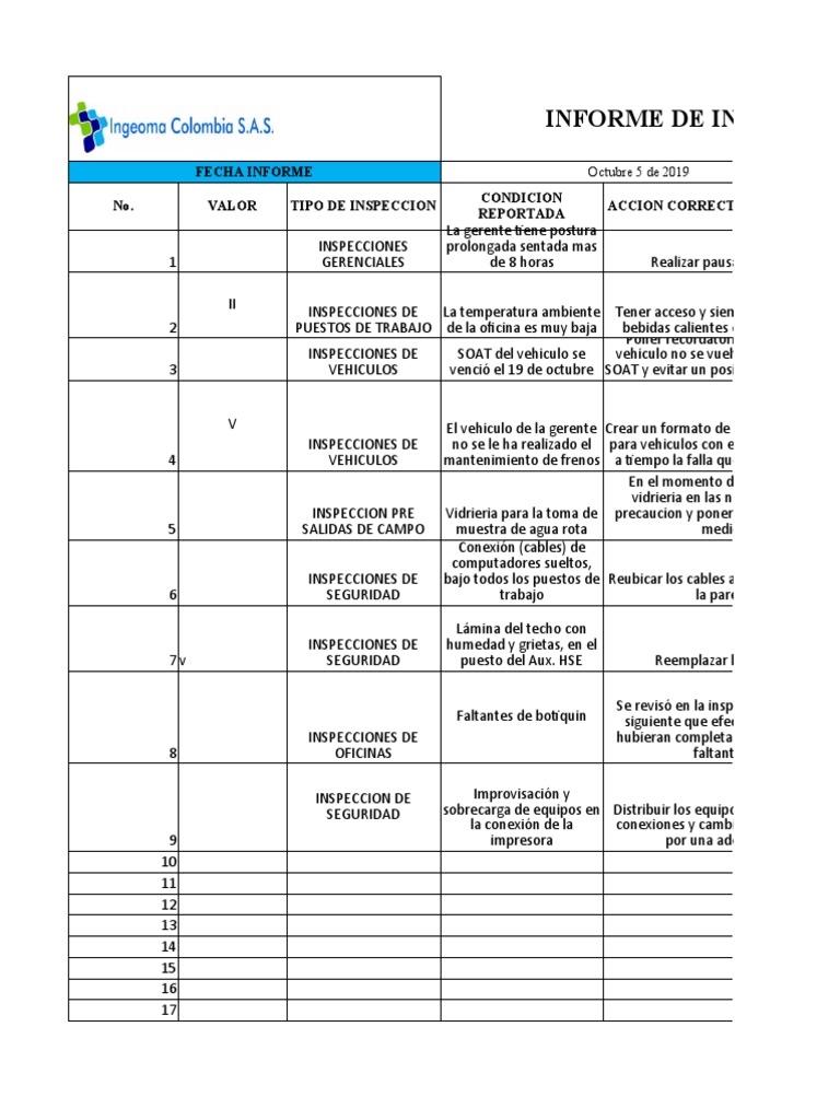 Informe de Inspecciones | PDF