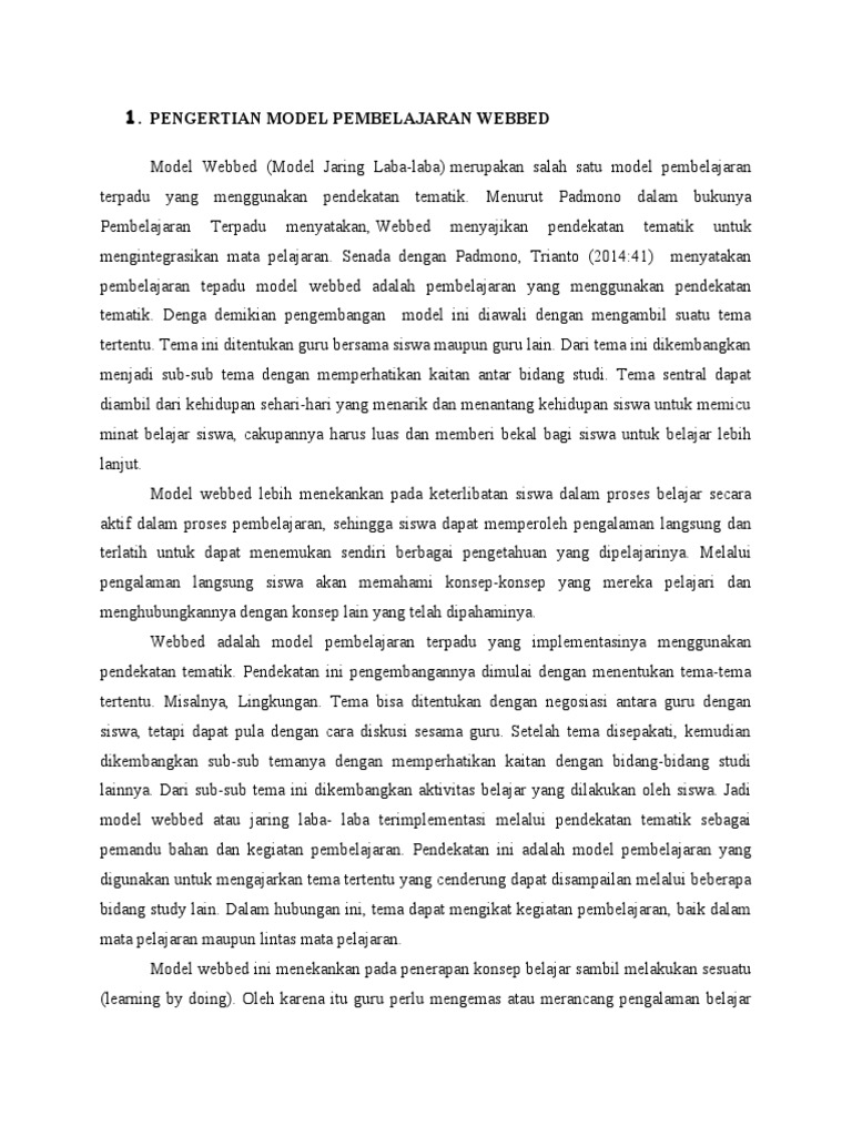Pengertian Model Pembelajaran Webbed | PDF