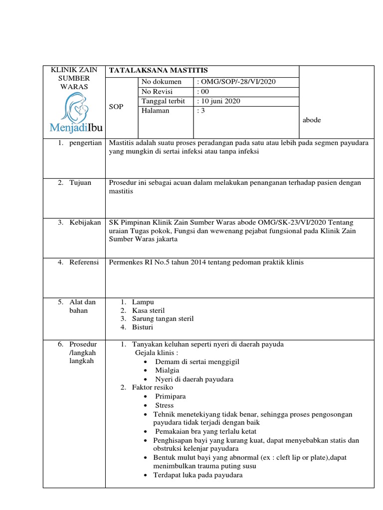 SOP Mastitis Zain Fix | PDF
