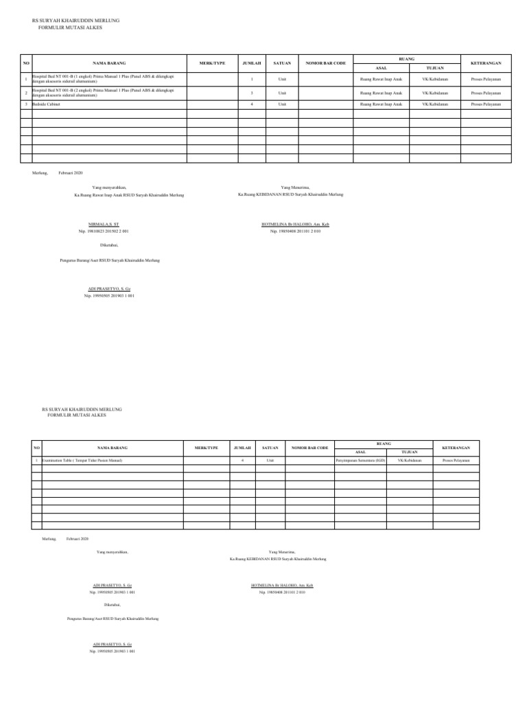 Formulir Mutasi Barang VK | PDF