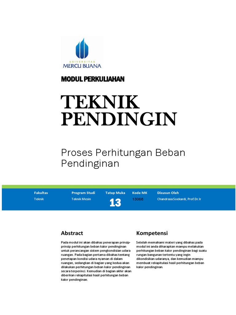 Modul 13-PERHITUNGAN Beban Kalor Pendinginan | PDF
