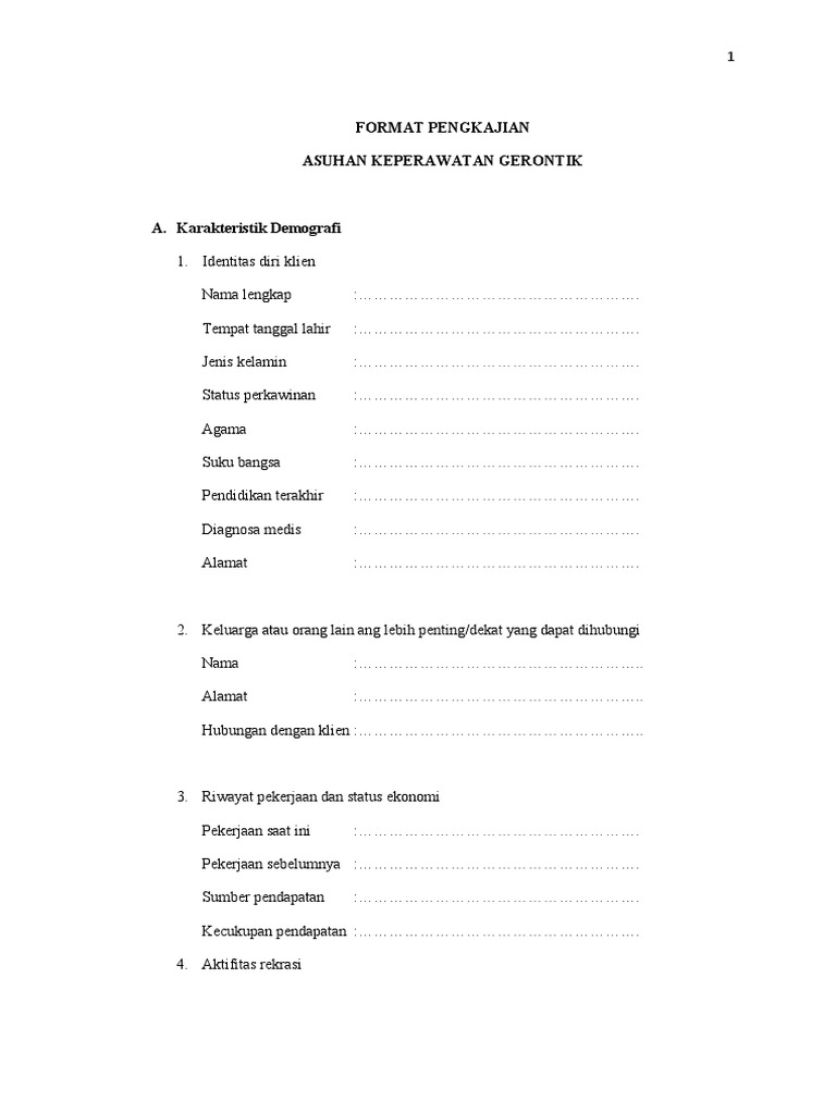 Format Askep Gerontik | PDF