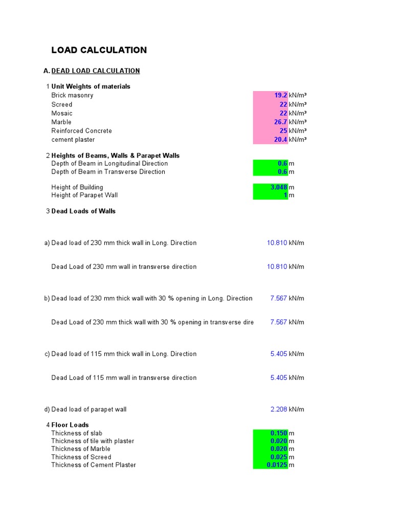 Load Calculation for Building Design | PDF | Masonry | Wall