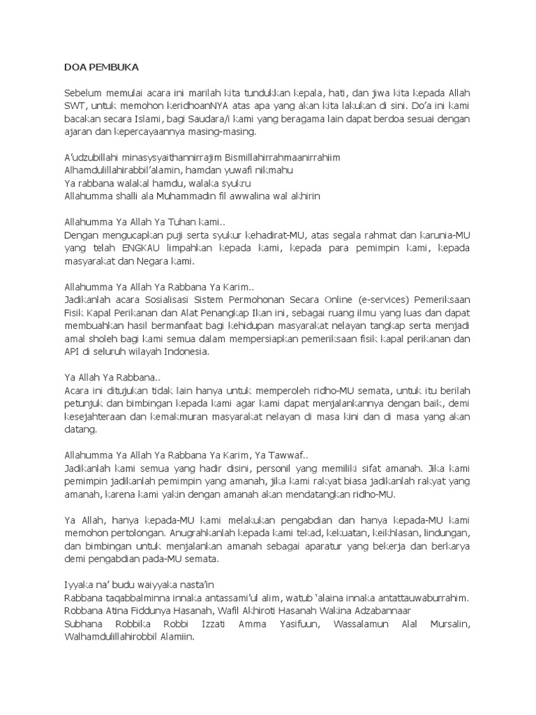 Doa Acara Resmi | PDF