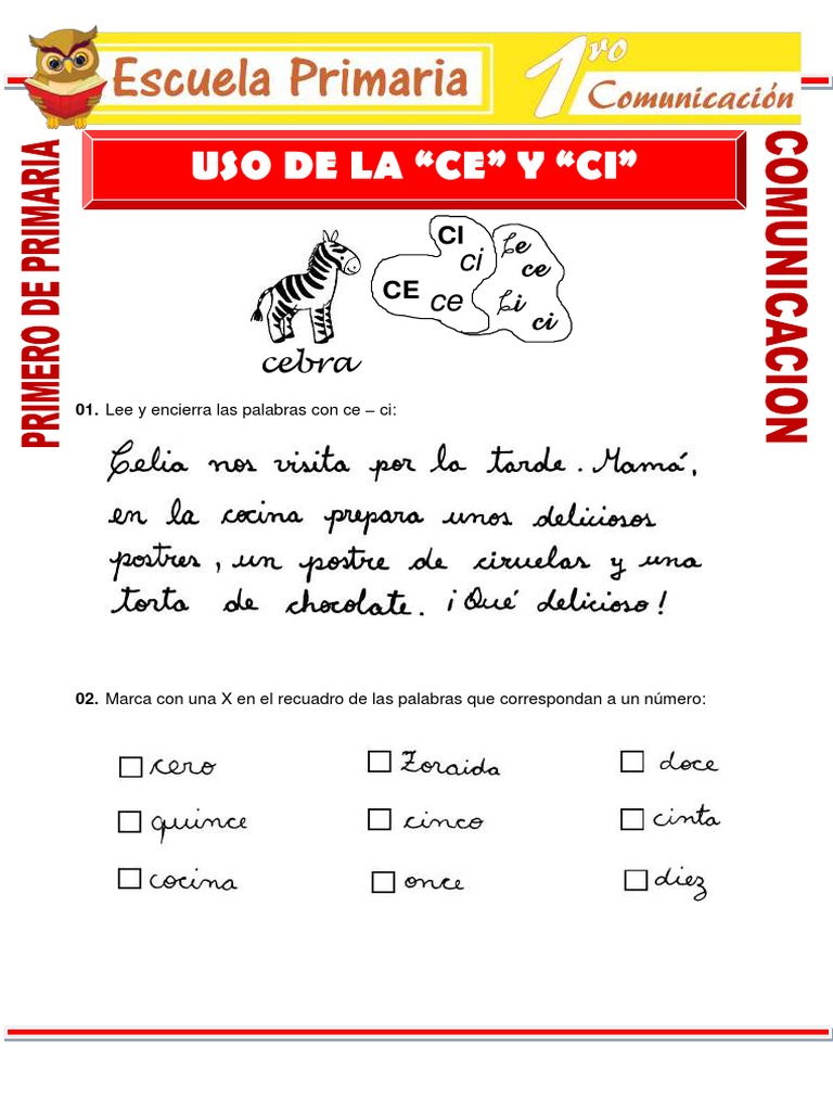 Uso de La Ce y Ci para Primero de Primaria | PDF | Alimentos