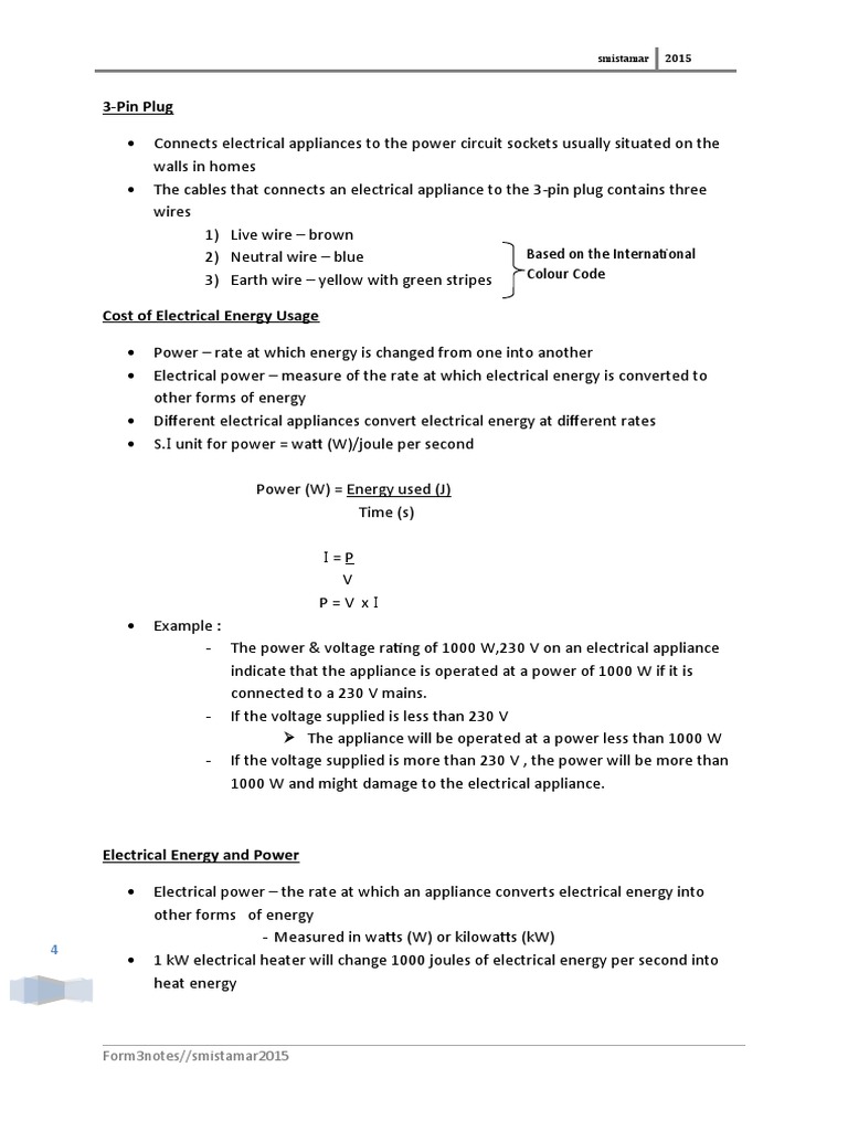 3-Pin Plug: Based On The International Colour Code | PDF | Ac Power ...