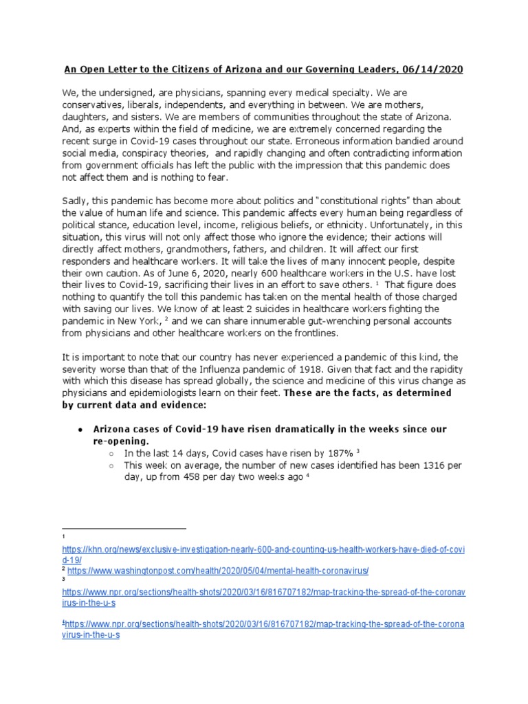 Covid 19 Open Letter | PDF | Influenza | Infection