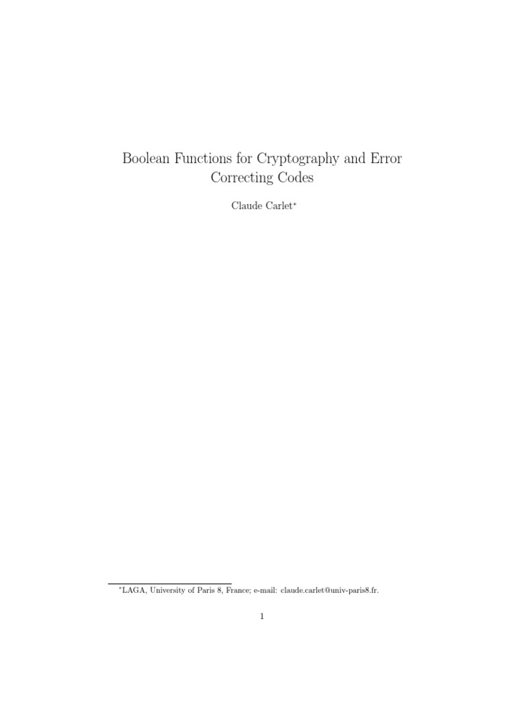 Carlet 2013 Boolean Functions For Cryptography And Error Correcting Codes Annotated Pdf