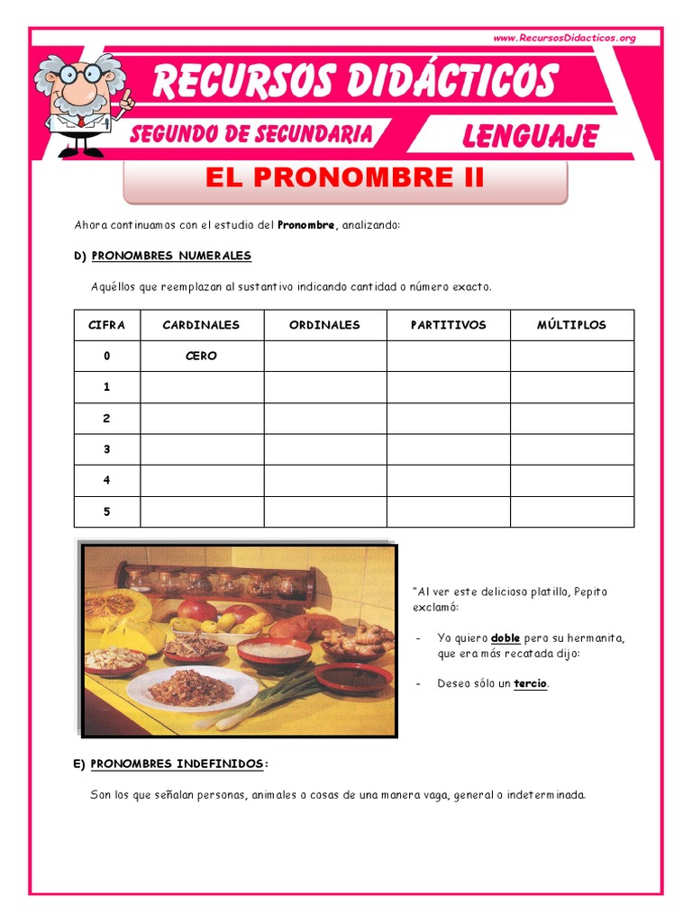 El Pronombre 2 para Segundo de Secundaria | PDF | Pronombre | Sustantivo