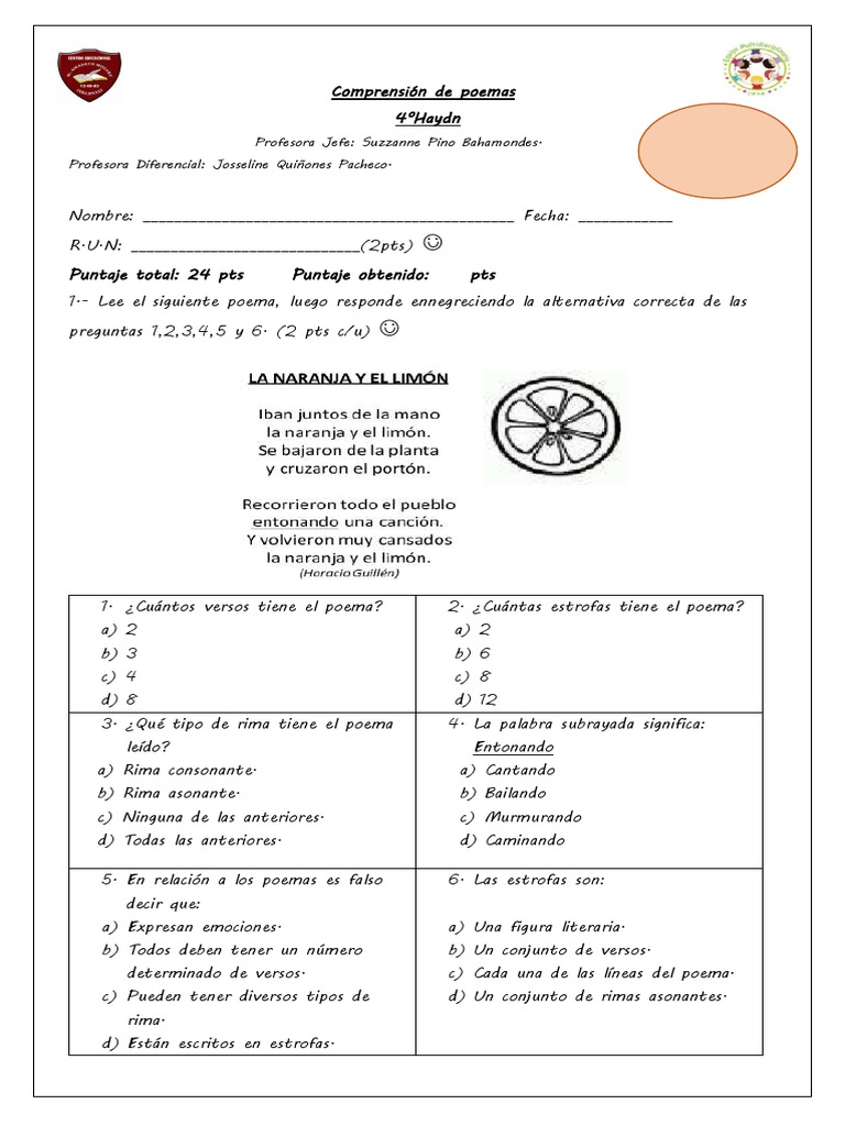 Comprensión de Poemas | PDF | Rima | Poesía