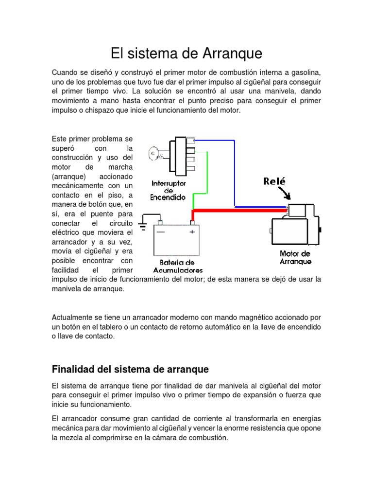 Funcionamiento del Sistema de Arranque | PDF | Engranaje | Relé