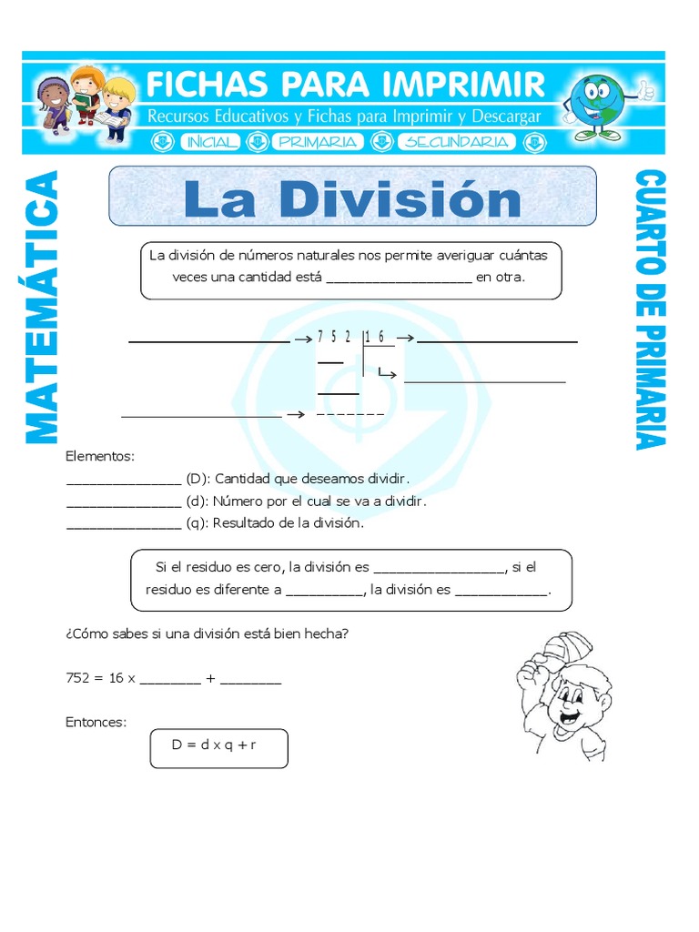 Ficha Que Es La Division para Cuarto de Primaria | PDF | Números ...
