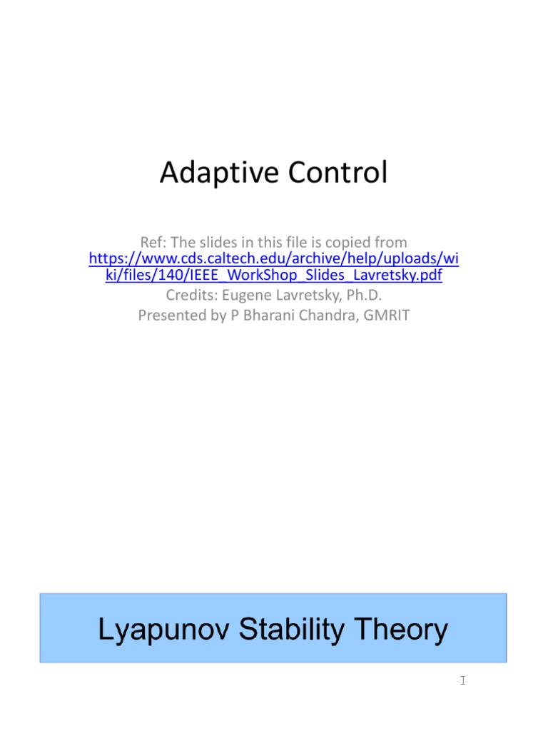 Adaptive Control - Slides-Protected - Unlocked | PDF