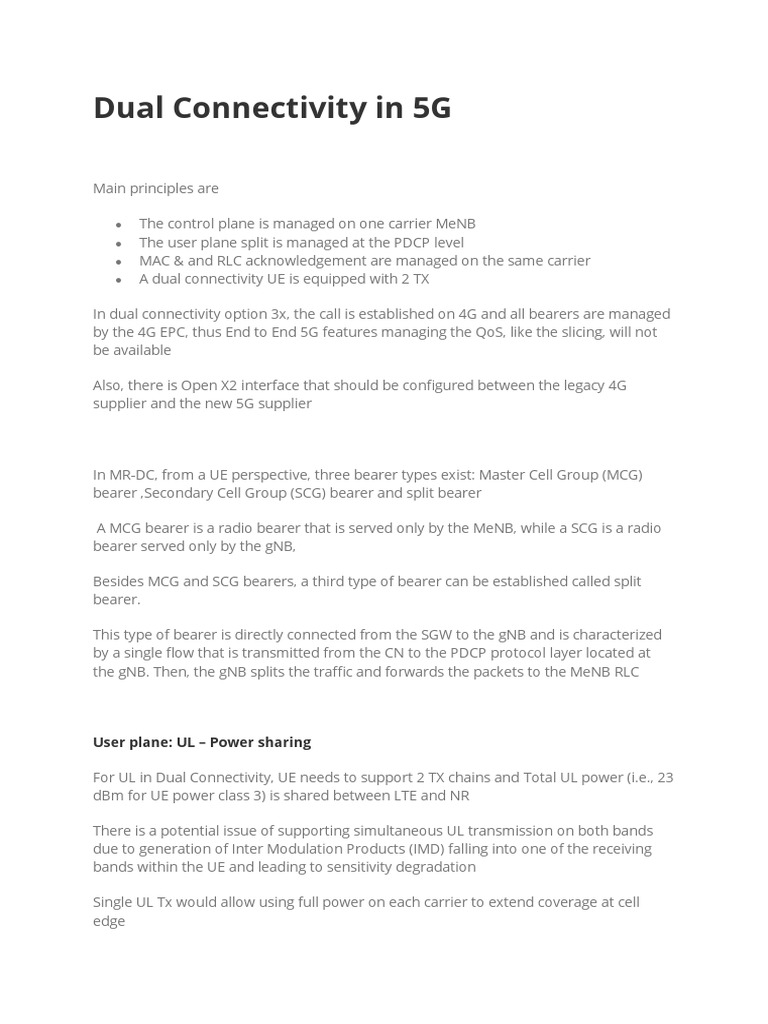 Dual Connectivity in 5G | PDF