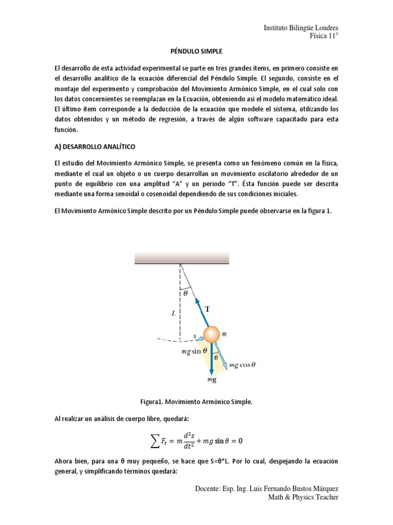 Experimento del Péndulo Simple | PDF | Pi | Objetos matemáticos