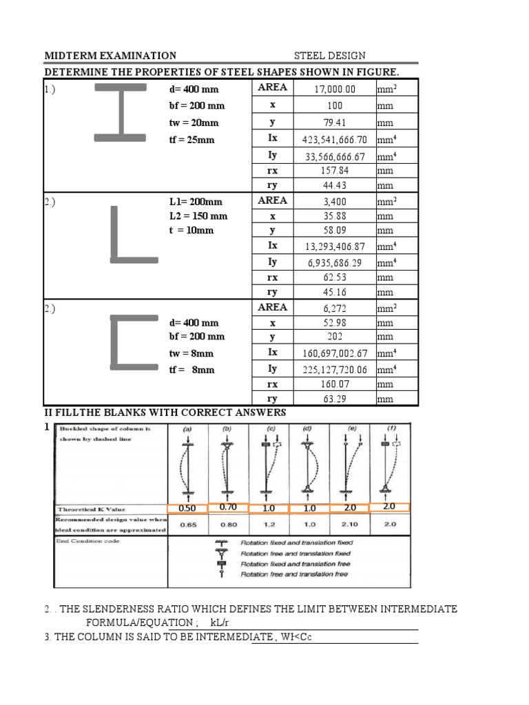 Steel Design Midterm Exam Guide | PDF | Science & Mathematics | Computers