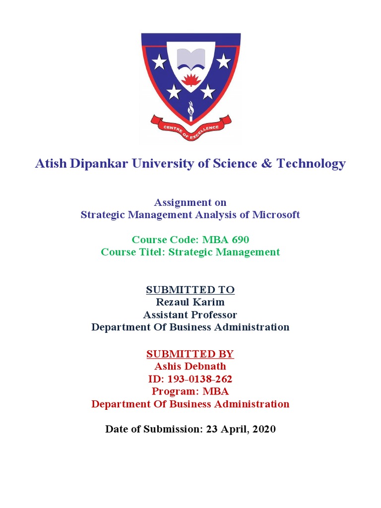 Atish Dipankar University of Science & Technology: Assignment On ...