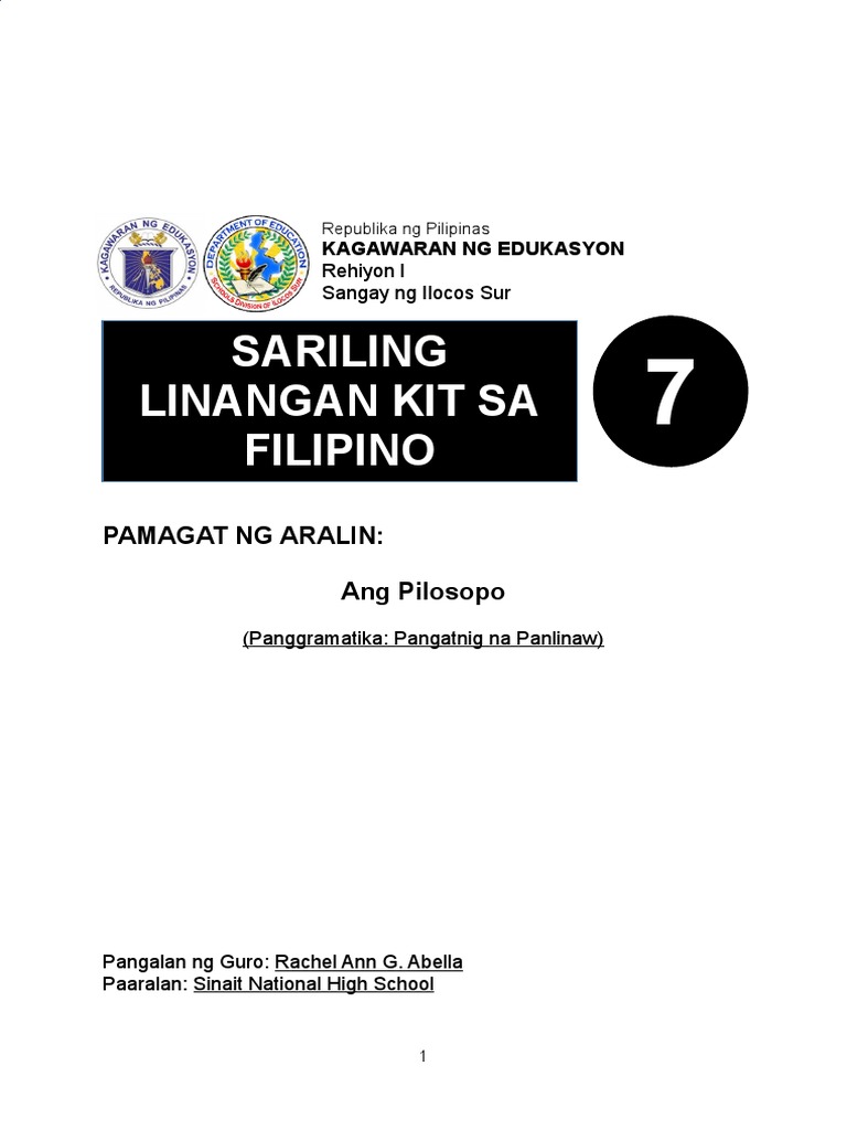 Template SARILING LINANGAN KIT SLK SA FILIPINO Updated | PDF