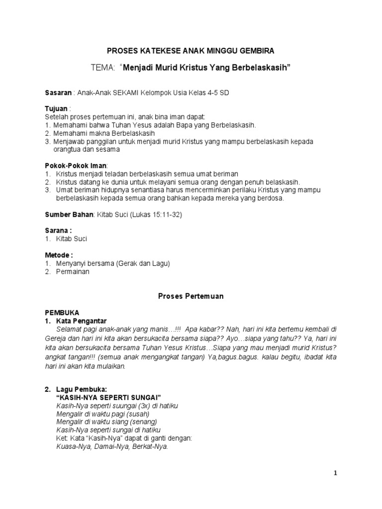 Katekese Anak Minggu Gembira | PDF