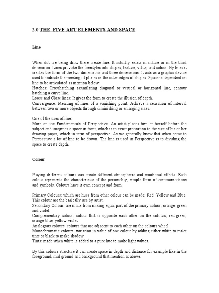 The Five Art Element | PDF | Perspective (Graphical) | Texture Mapping