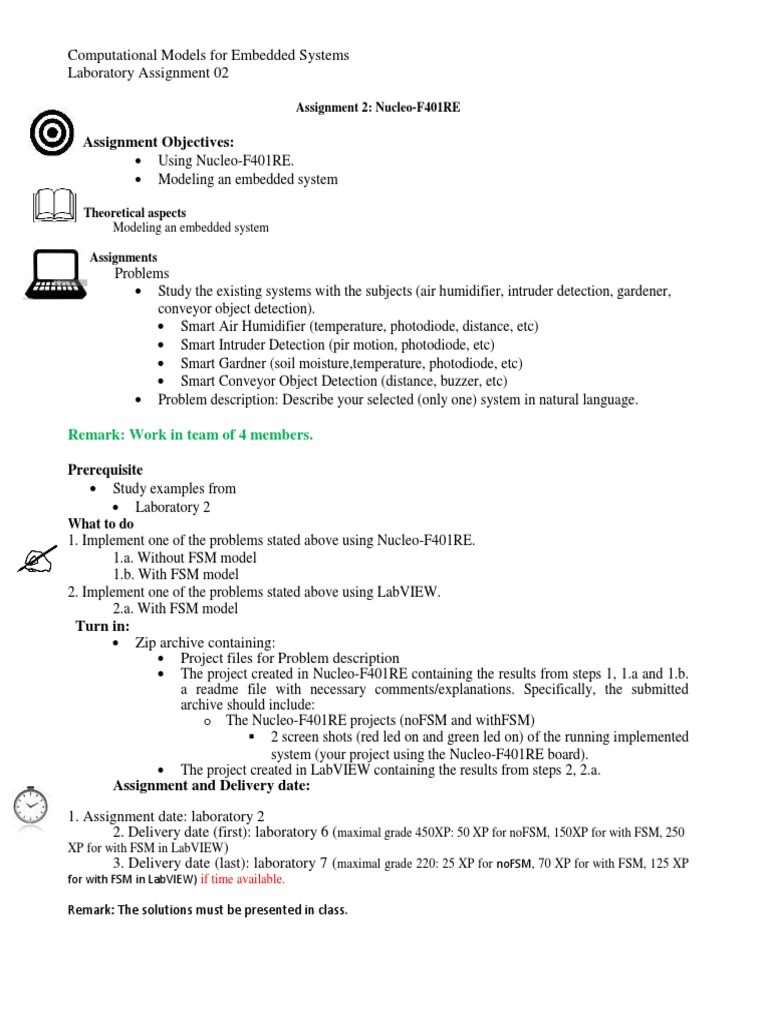 Assignment Objectives:: Computational Models For Embedded Systems Laboratory Assignment 02 | PDF