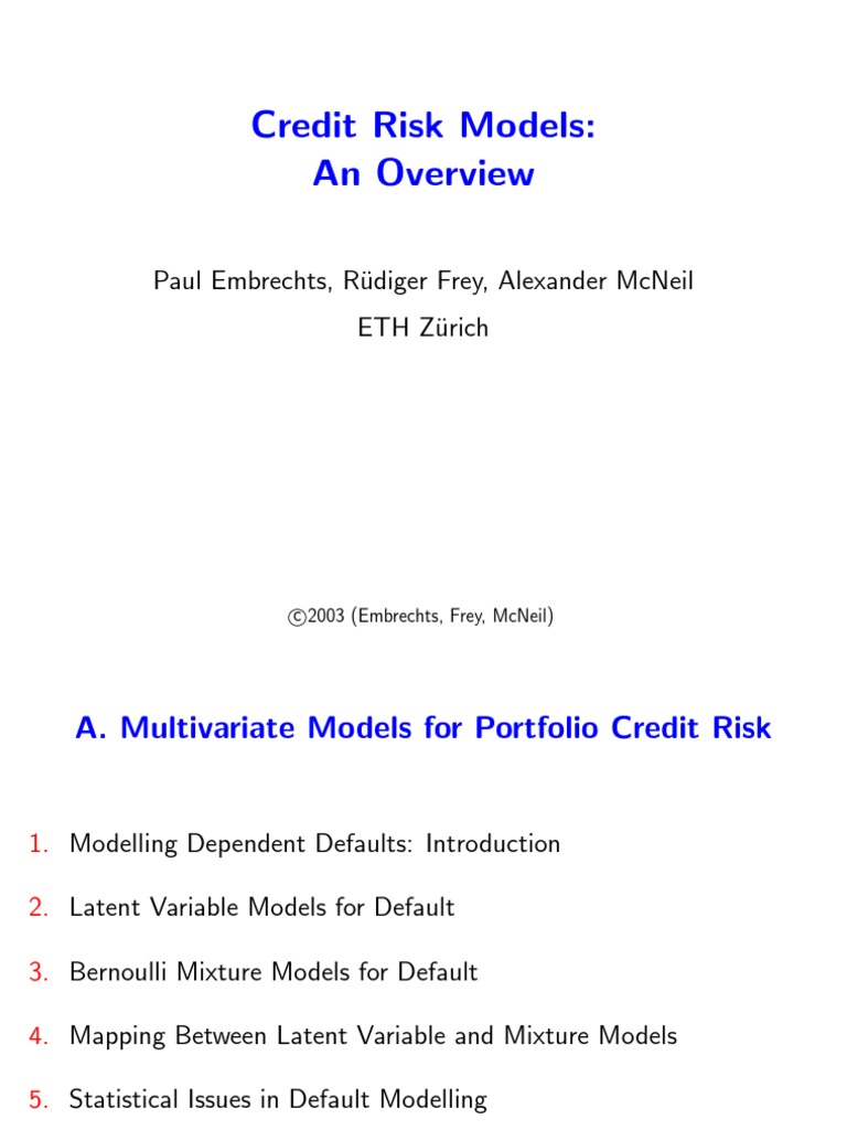 Credit Risk Models - An Overview | PDF | Normal Distribution ...