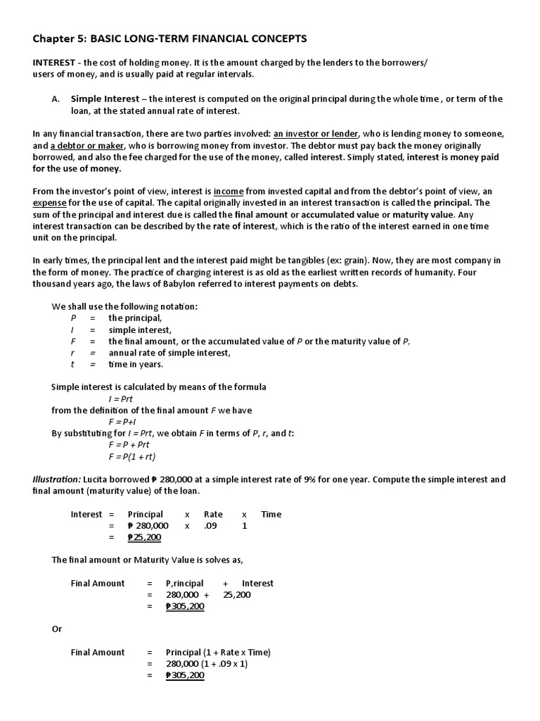Chapter 5 BASIC LT FINANCIAL CONCEPT | PDF | Interest | Financial ...
