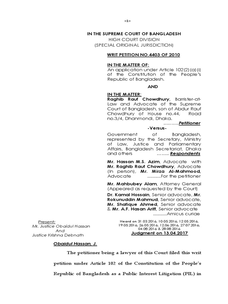 Appointment of Judges 296389 - WritPetitionNo.4403of2010 | PDF ...