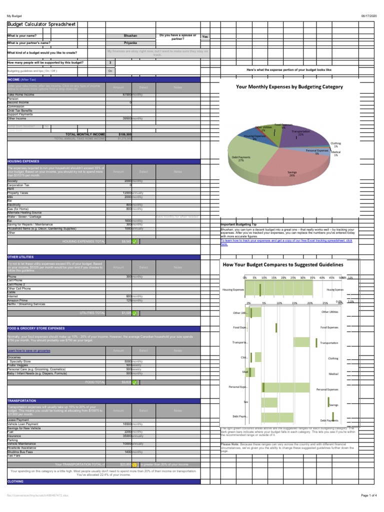 Latest 2020 Budgeting-Calculator-Spreadsheet-with-Guidelines-ver-1-61 ...