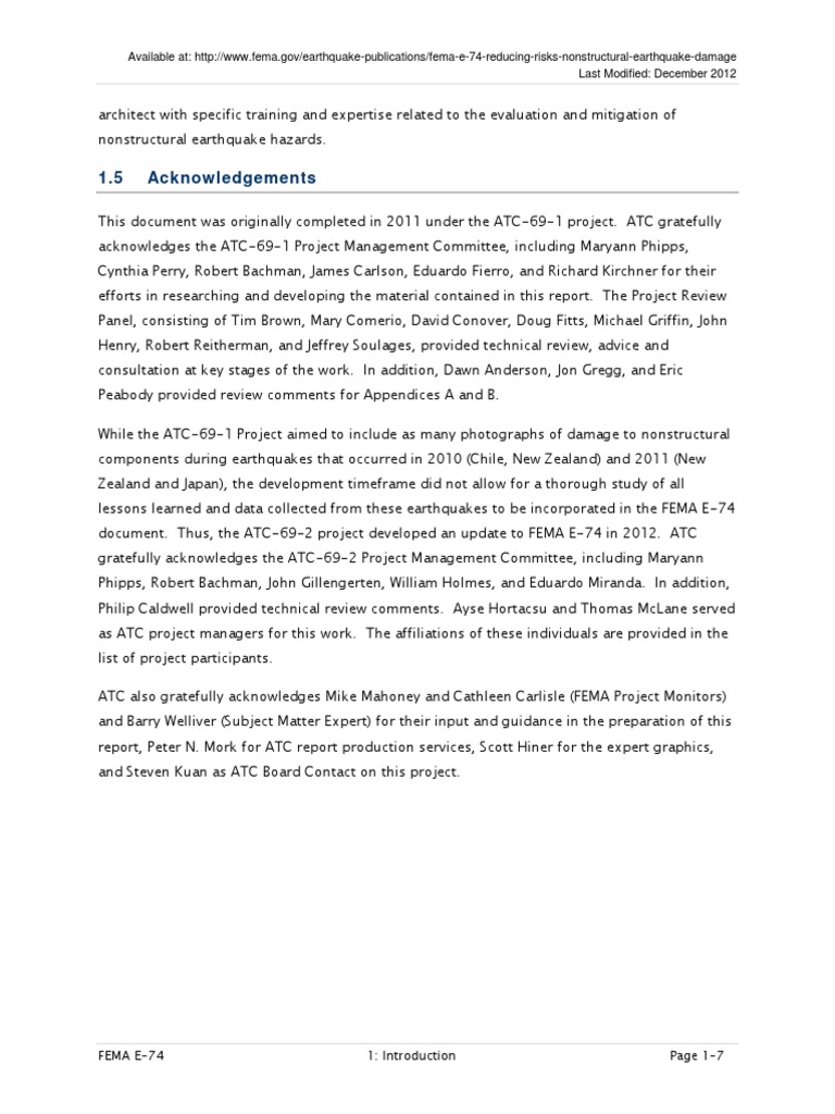 Reducing Risks from Nonstructural Earthquake Damage: A Guide for ...