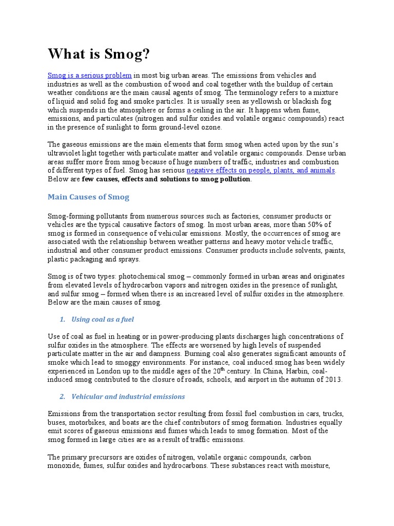 What Is Smog | PDF | Smog | Air Pollution