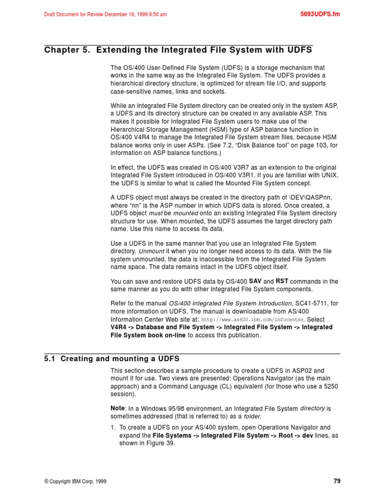 Chapter 5. Extending The Integrated File System With UDFS: 5.1 Creating ...
