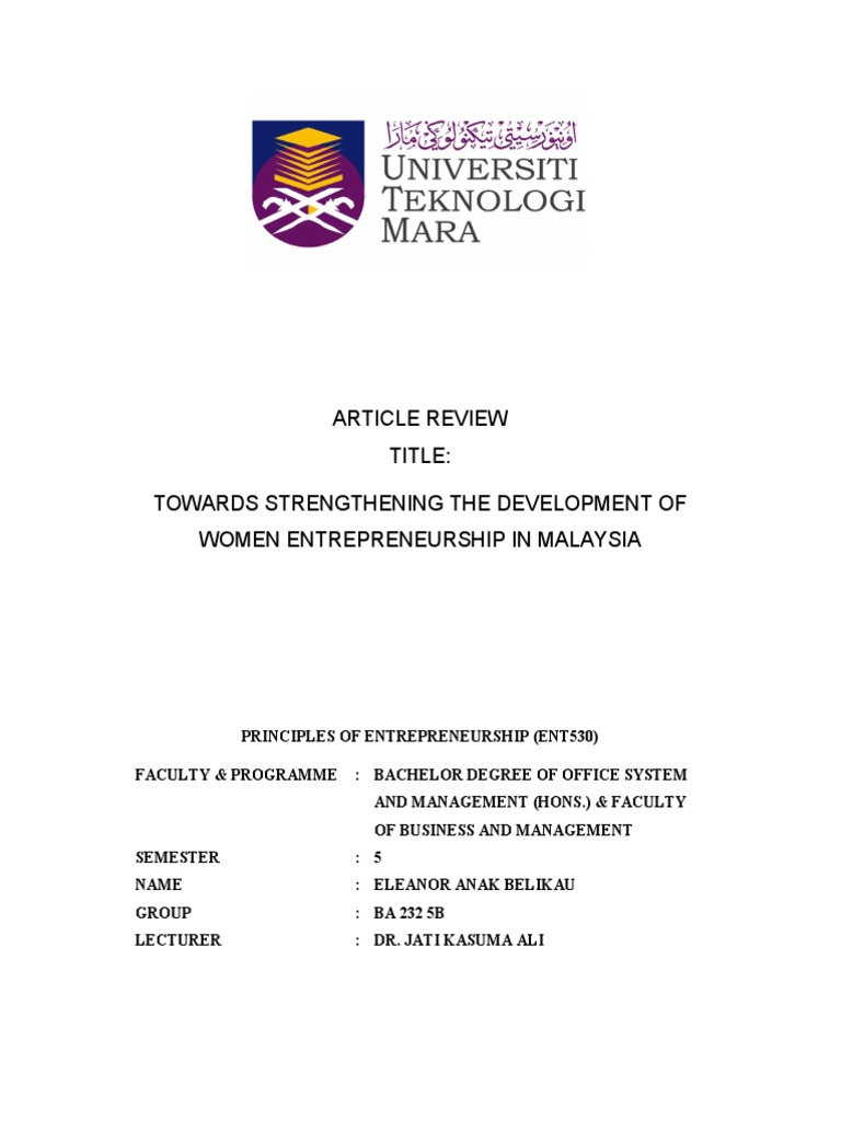 Sample of Article Review PDF | PDF | Entrepreneurship | Economies