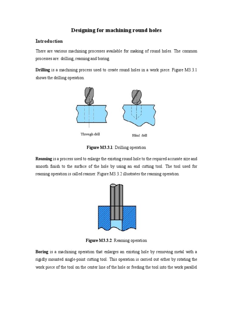 Designing For Machining Round Holes | PDF | Drilling | Machining