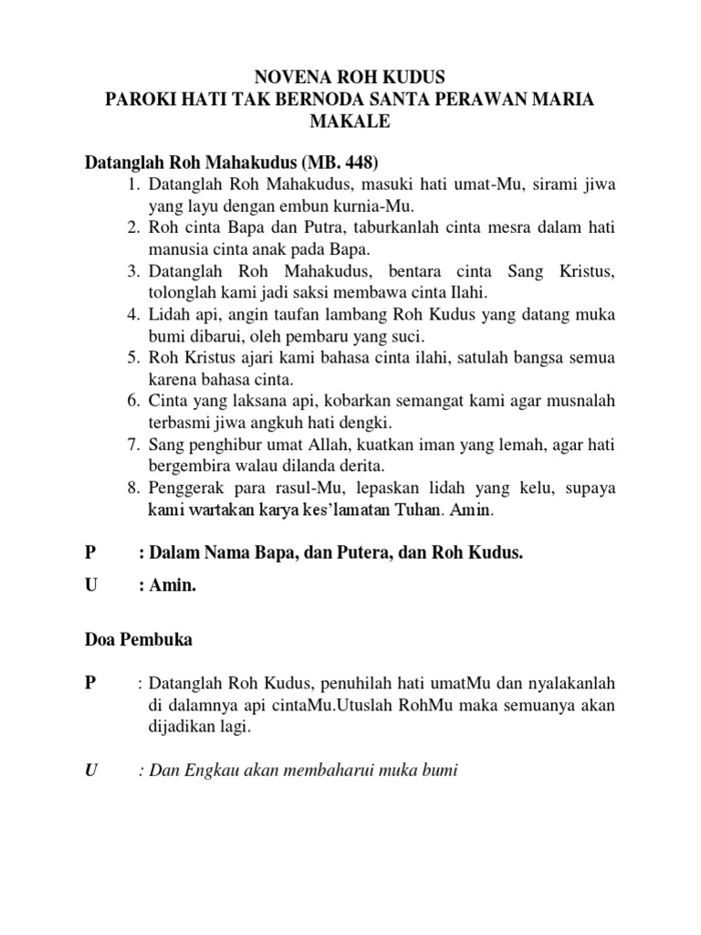 Doa Novena Roh Kudus | PDF