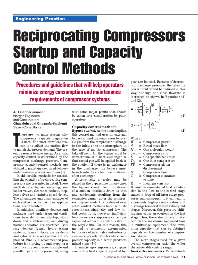 Reciprocating Compressor Control Methods | PDF | Valve | Pneumatics