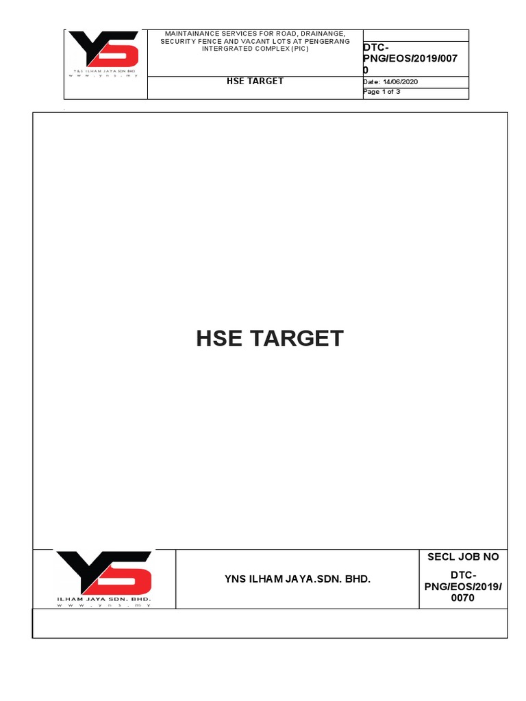 Hse Target: Dtc-PNG/EOS/2019/007 0 | PDF | Determinants Of Health ...