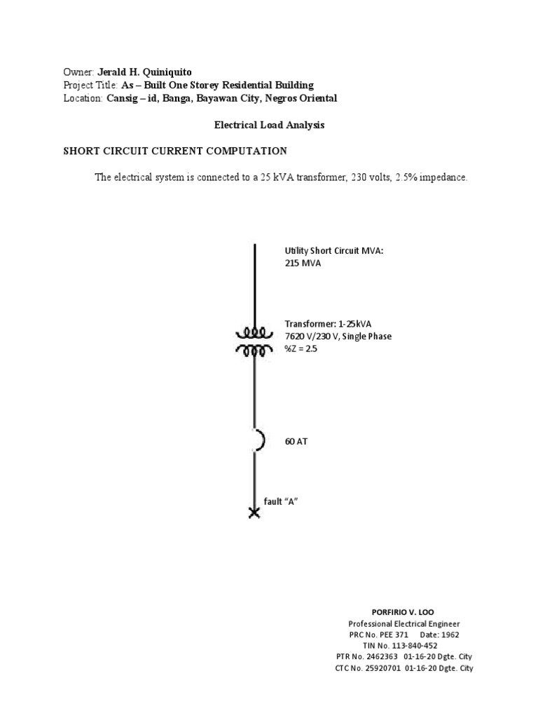 Electrical Load Analysis Short Circuit Current Computation | PDF ...