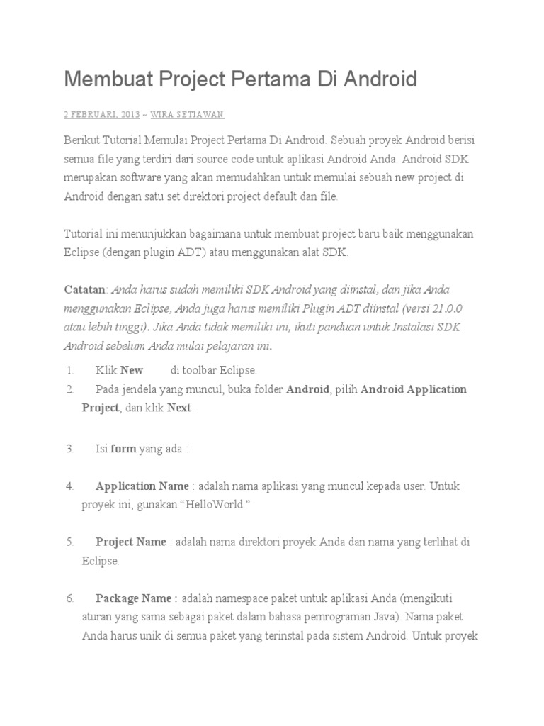 Membuat Project Pertama Di Eclipse | PDF