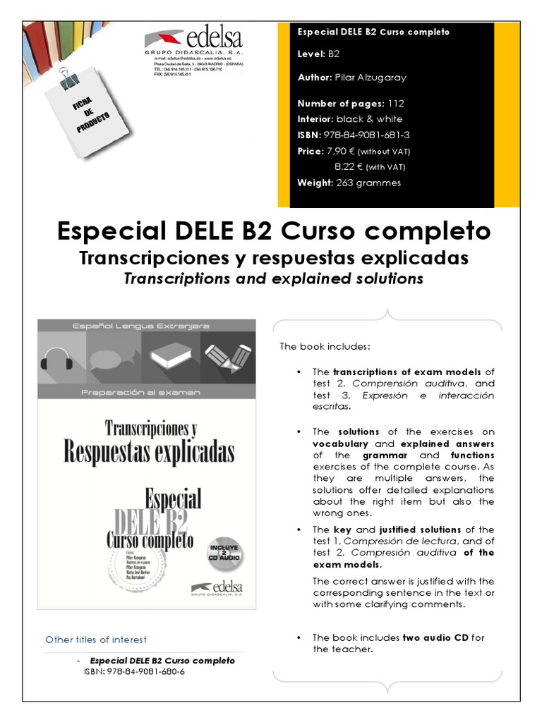 Especial DELE B2 Curso Completo Solutions | PDF | Tests | Behavior ...
