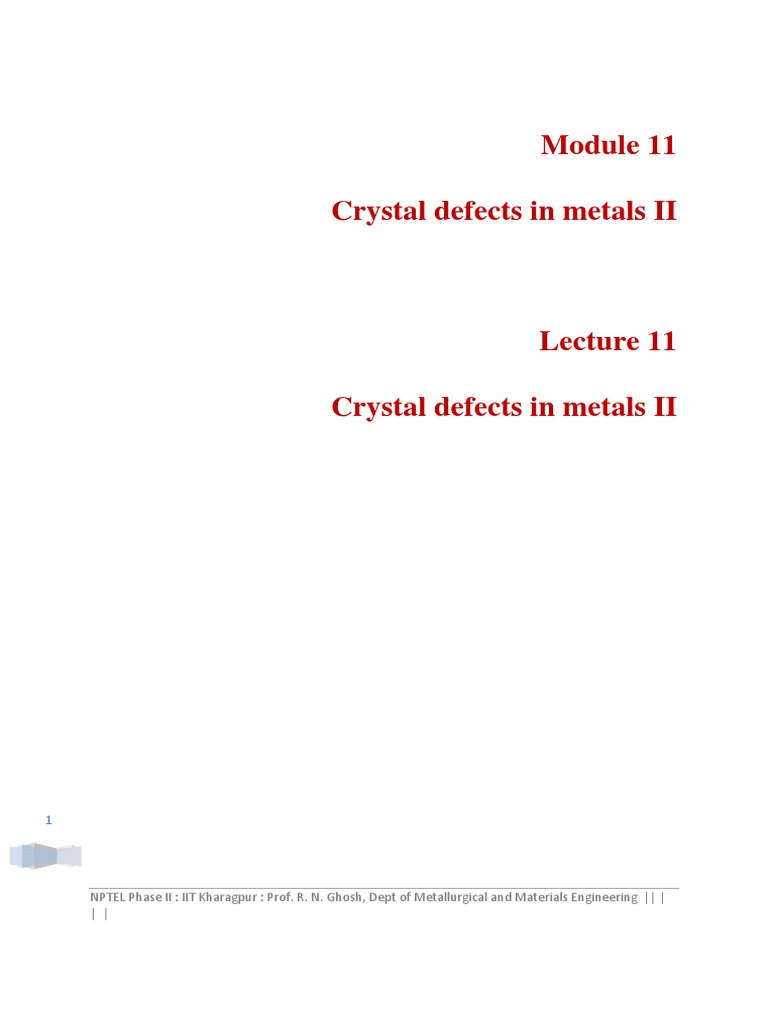 Crystal Defects in Metals II | PDF | Dislocation | Crystallographic Defect