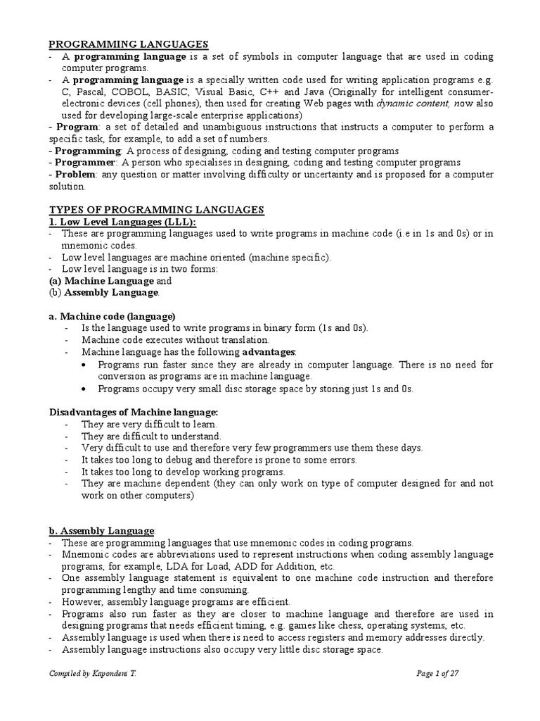 Programming Languages | PDF | Assembly Language | Computer Program