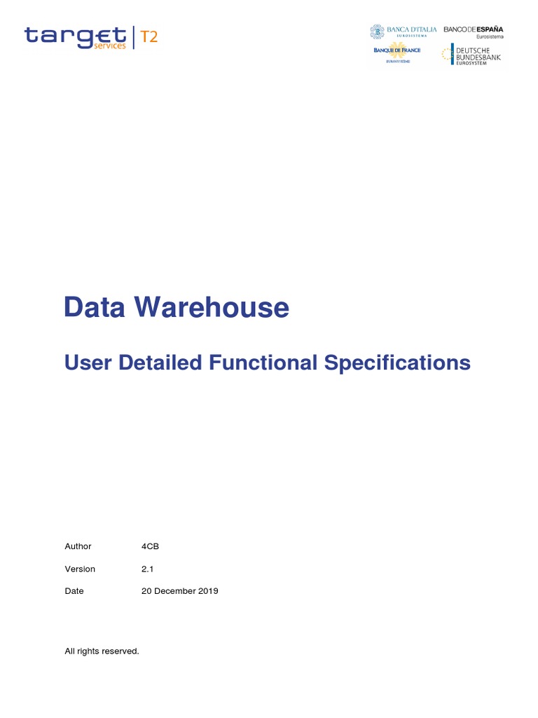 Data Warehouse: User Detailed Functional Specifications | PDF | Data Warehouse | Parameter ...