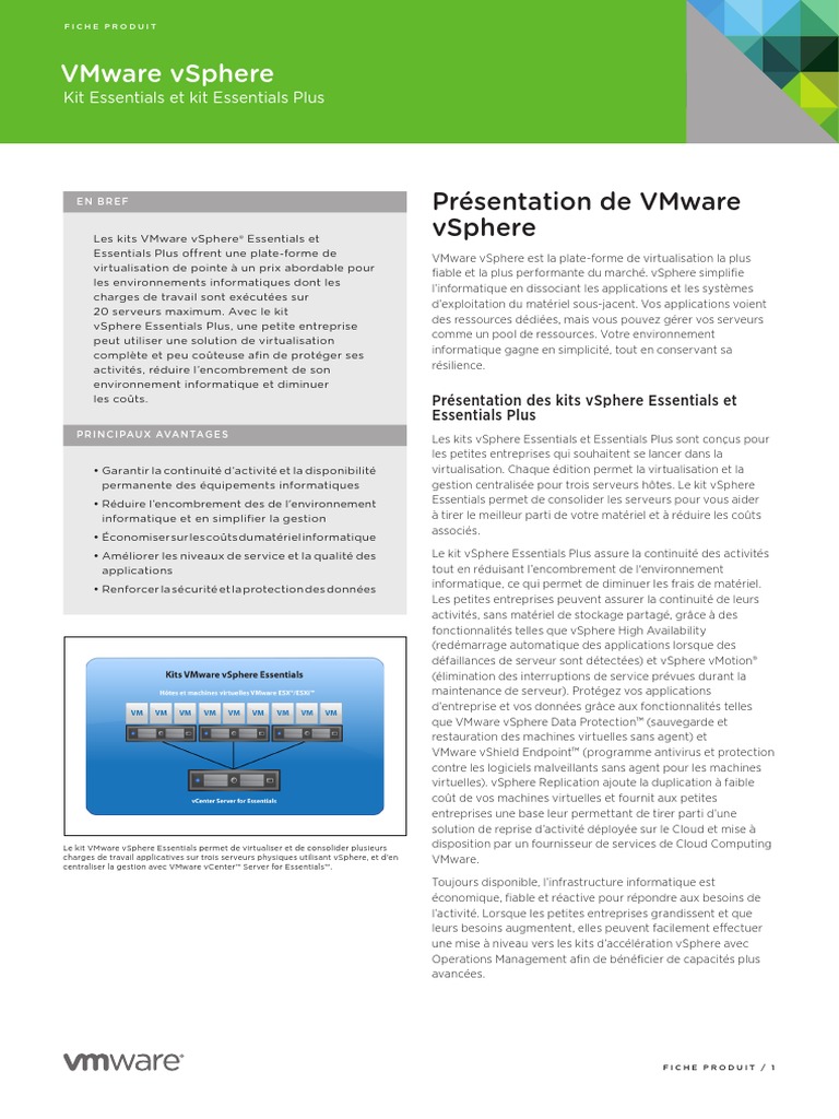 VMware Vsphere Essentials Kits DataSheet | PDF | VMware | Machine virtuelle