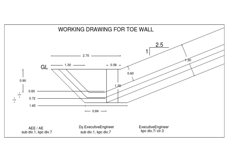 Working Drawing For Toe Wall | PDF